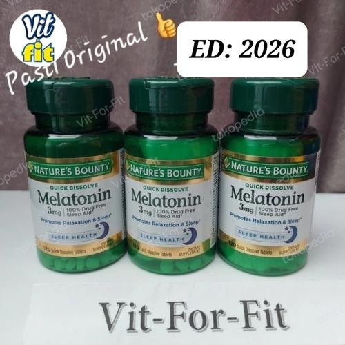 Jual Nature's Bounty Melatonin 3 mg - 120 tablets || Sleep Aid 3mg ...