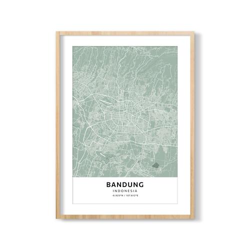 Jual Poster "Bandung Map" Sage Edition + premium frame kayu Poster ...
