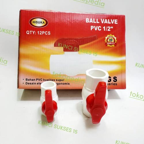 Jual Stop Kran PVC Putih 1/2" 3/4" 1" inch SHISUKA - Ball Valve PVC ...