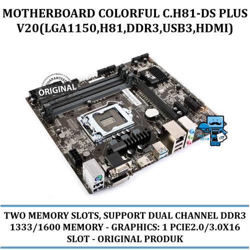 Jual Motherboard Colorful C.H81-DS Plus V20(LGA1150,H81,DDR3,USB3,HDMI ...