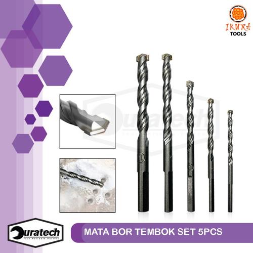 Jual Ikura Tools Mata Bor Tembok Beton Double Ulir Set 5pcs Ukuran 4MM 5MM 6MM 8MM 10MM Ulir ...