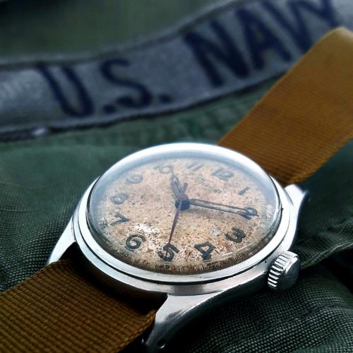Jual patina watch dial 1945 enicar WWII military watch rare item seiko ...