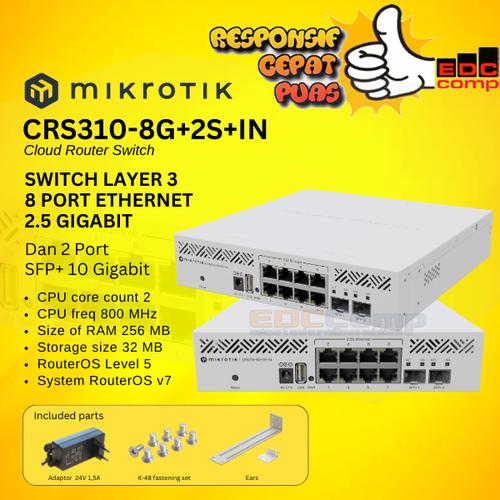 Jual Mikrotik CRS310-8G+2S+IN | Cloud Router Switch 8 Ports Ethernet 2. ...