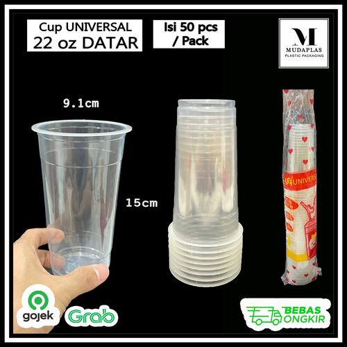 Jual Cup 22 oz Datar Universal Gelas Plastik Es Teh Solo isi 50 pcs ...