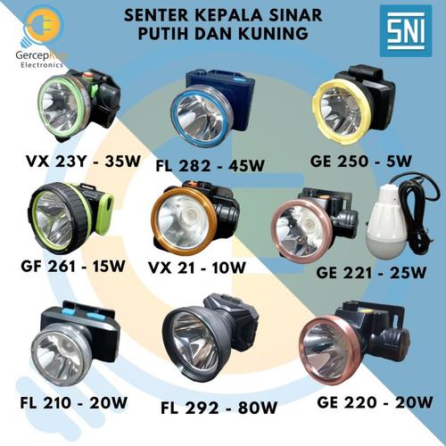 Jual SENTER KEPALA / HEAD LAMP FOX WARNA KUNING DAN PUTIH 5W,10W, 20W ...