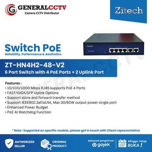 Jual Zitech Switch PoE ZT-HN4H2-48-V2 6 Port Switch with 4 PoE Ports ...