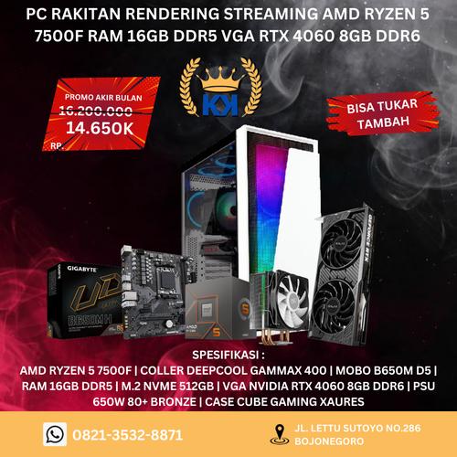 Jual PC RAKITAN AMD RYZEN 5 7500F RAM 16GB DDR5 VGA RTX 4060 8GB DDR6 - Kab. Bojonegoro - King ...
