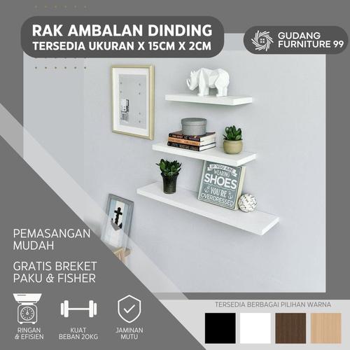 Jual Rak ambalan dinding Lebar 15 cm tebal 2 cm/ Rak hias / Rak dinding ...