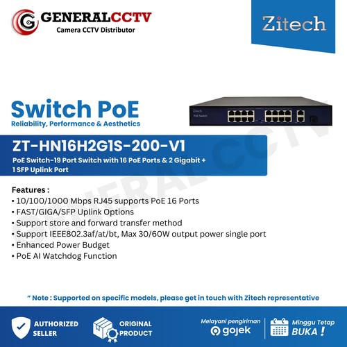 Promo Switch PoE Zitech ZT-HN16H2G1S-200-V1 PoE Switch-19 Port Switch ...