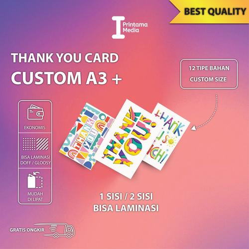 Jual Cetak Thank You Card Custom - Kartu Ucapan Custom - A3+ - Art Carton 310, 2 Sisi - Kota ...