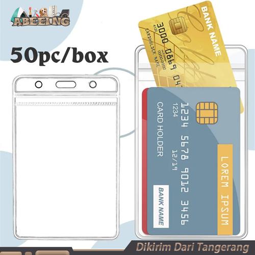 Jual Isi 50 Id Card Holder Tempat Id Karet Casing Karet Bening Kartu ...