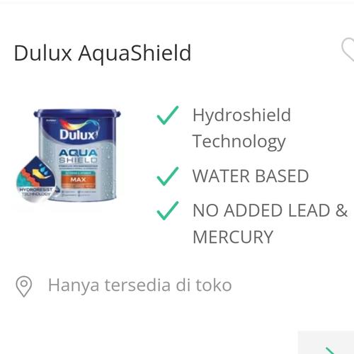 Jual CAT WATERPROOF MERK DULUX AQUASHIELD A962 UK 0,8 0,9 1LT 2.5LT ...