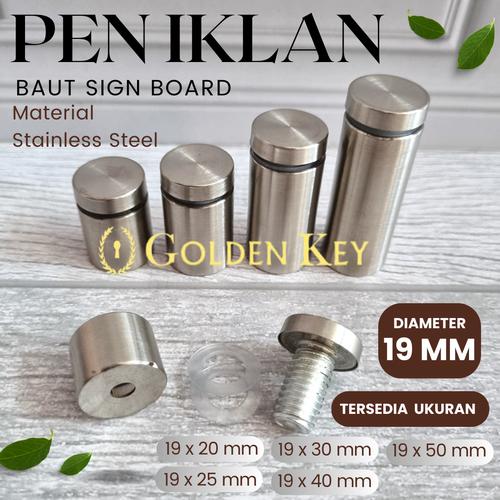 Jual Pen Iklan Stainless 19MM Baut Akrilik Baut Kaca Sign Board ...