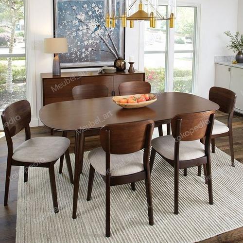 Jual dining table set minimalis kayu jati, meja makan set 6 kursi ...