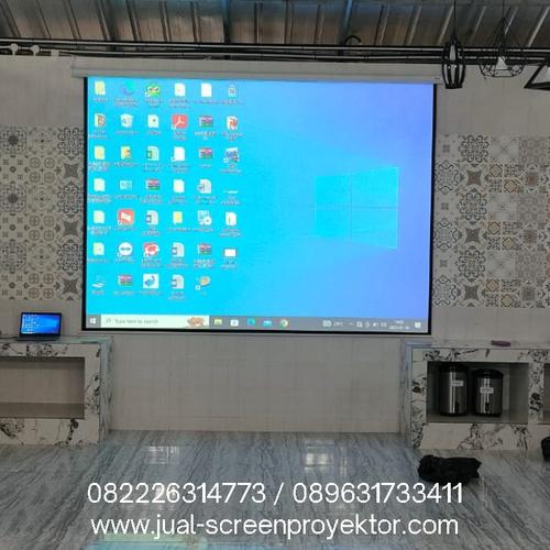 Jual screen projector/layar proyektor motorized 84inc 16:9 185cm x ...
