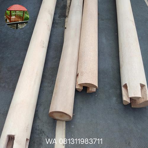 Jual #tiang kayu glugu#tiang gazebo kayu kelapa bulat ukuran 3m ...
