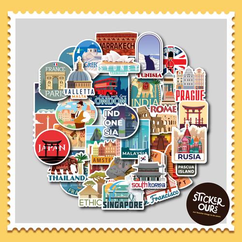 Jual STICKER PACK WORLD TRAVEL | STICKER TUMBLER | STIKER LAPTOP KOPER ...