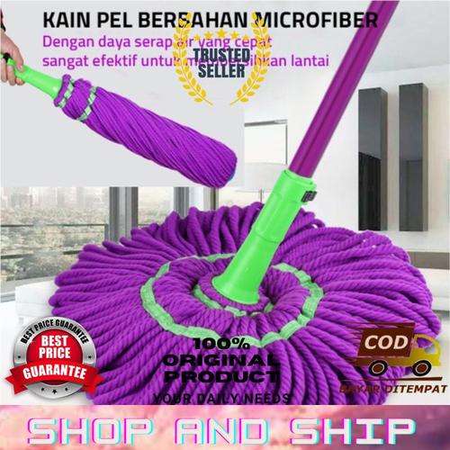 Jual Kain Pel Putar Microfiber Twist Mop Otomatis Peras Pembersih ...