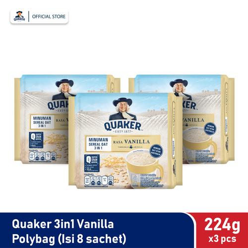 Promo Quaker 3in1 Vanilla Polybag 224g Triple Pack Minuman Sereal Oats ...