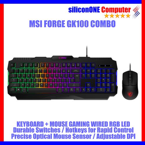 Jual MSI Forge GK100 Combo Keyboard Mouse Gaming Wired Membrane ...