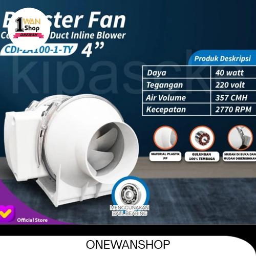 Jual 4 in booster fan / blower penghisap asap exhaust 4" kuat untuk ...