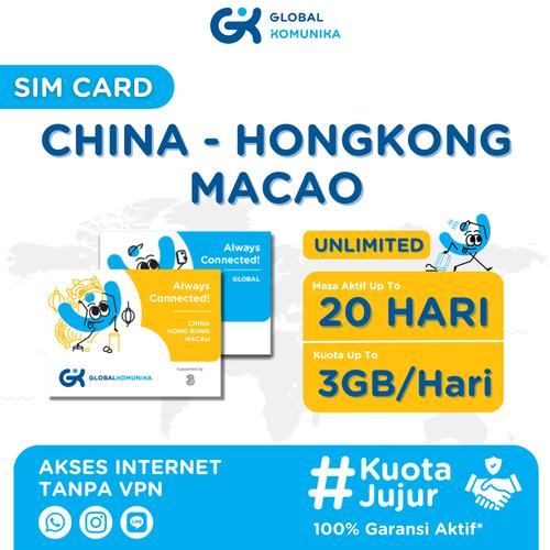 Promo SIM CARD CHINA HONGKONG MACAU UNLIMITED | SIMCARD DATA - 4 hari, 1GB/Hari - Jakarta Pusat ...