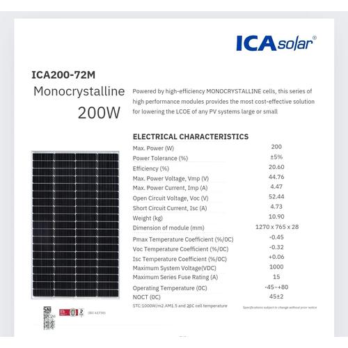Jual Panel Surya ICA Solar Monocrystaline 200Wp TKDN Best Performance ...