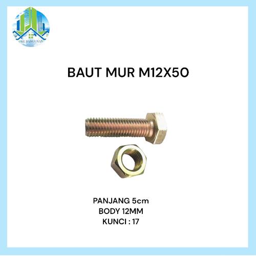 Jual baut mur hex kuning m12 x 50 / baut 12 m12x50 5cm body 12 - Kota ...