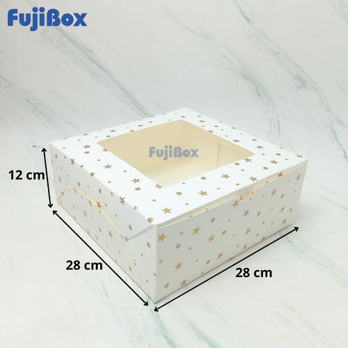 Promo Fuji Box Dus Kotak Kue Ivory Motif Polkadot Bintang Emas 28 cm x ...