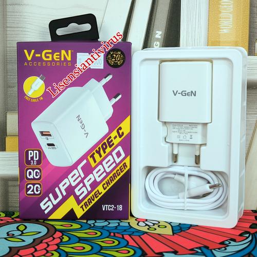 Jual Adaptor Charger V-GeN VTC2-18 Super Fast Charging QC 4.0 PD Type C ...