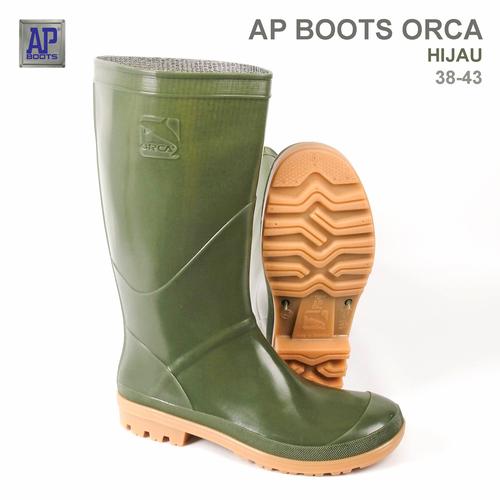 Jual Safety Boot Orca Karet Pvc / AP Boot Tinggi Kebun Hijau Waterproof ...