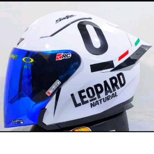 Jual HELM ALV GENOS HALF FACE SOLID WHITE LEOPARD PAKET GANTENG - JS ...