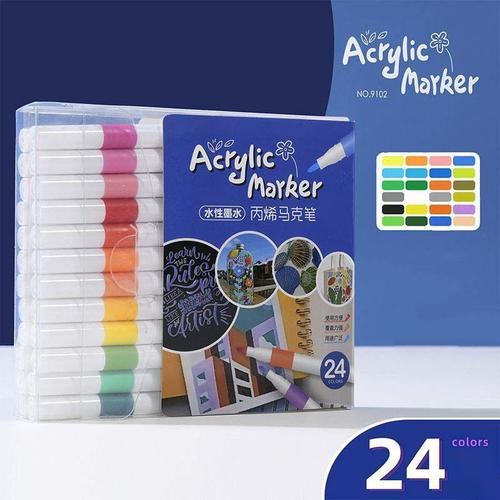 Jual 24/60 Spidol Acrylic Pen Akrilik Marker Warna Cepat Kering - 24 ...