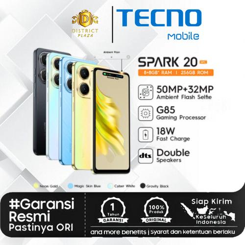 Jual TECNO spark 20 NFC Ram 8/256Gb Bergaransi Resmi MediaTek Helio G85 ...