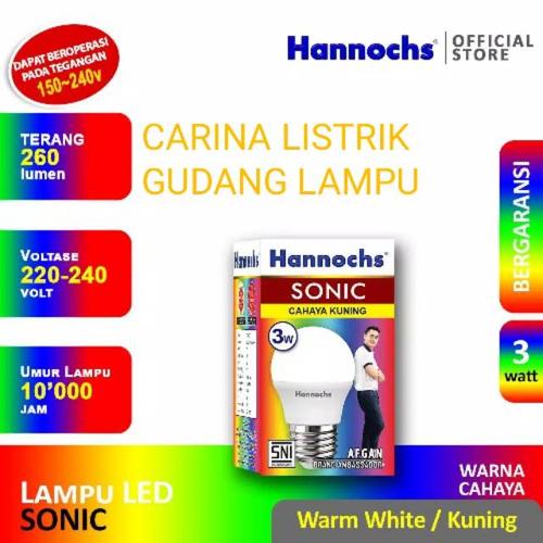 Jual Lampu Led Hannochs Sonic 3w 3 watt CAHAYA KUNING 3000 K WARM WHITE ...