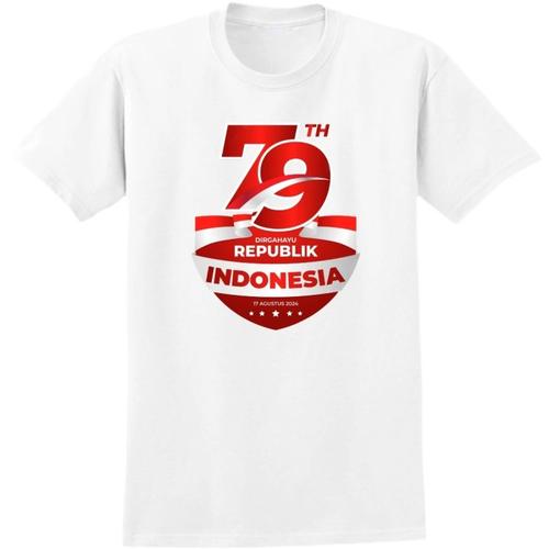 Jual KAOS 17 Agustus 2024 HUT RI Ke 79 Dirgahayu Republik Indonesia Merah Putih - Putih, XL ...