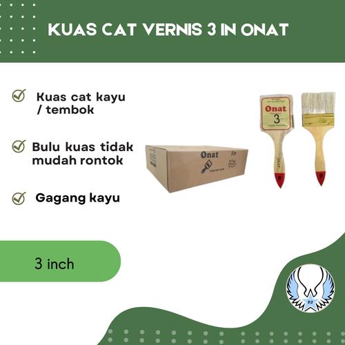 Jual KUAS CAT TEMBOK ONAT GAGANG KAYU 3IN 3" / KUAS CAT KAYU BESI 3 IN ...