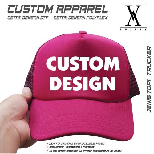 Jual TOPI TRUCKER JARING CUSTOM SABLON DTF PLASTISOL POLYFLEX 1 HARI ...
