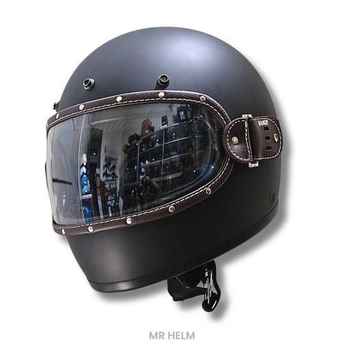 Jual Helm retro gringgo premium black doff sni caferacer with goggle ...