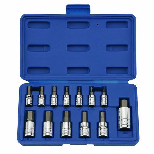 Jual 13Pcs/set Metric Allen Hex Ratchet Wrench 1/4" 3/8" 1/2" Drive ...