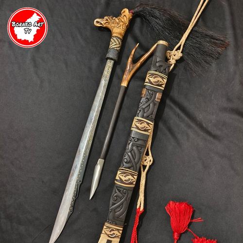 Jual Mandau Dayak Bilah 55cm Motif Ukiran Kalakai Kayu Ulin tempuser 4 ...