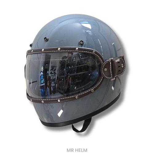 Jual Helm retro gringgo premium modern grey sni caferacer with goggle ...