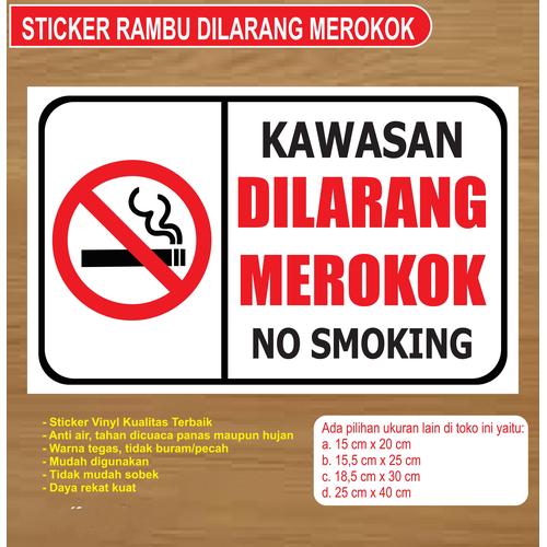 Jual Stiker Vinyl Rambu Kawasan Dilarang Merokok / Sign No Smoking Area ...