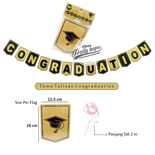 Jual baner wisuda congraduation gold hitam toga / banner graduation ...