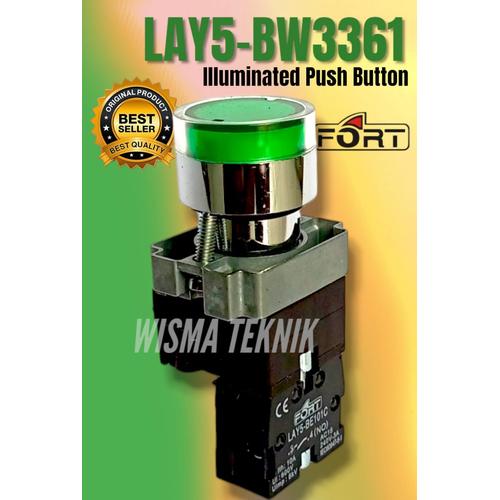 Jual Illuminated Push Button With LED FORT LAY5-BW3361 Hijau - Jakarta ...