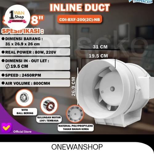 Jual 8 in blower penghisap asap dapur, restoran, mall, dll exhaust fan ...