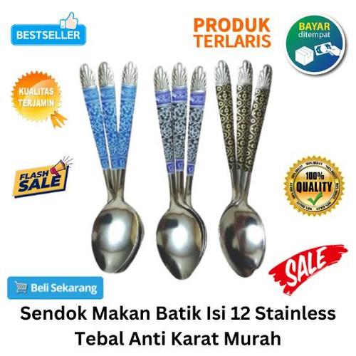 Jual Modern [Bisa Cod] Promo Sendok Makan Batik Isi 12 Stainless Tebal ...