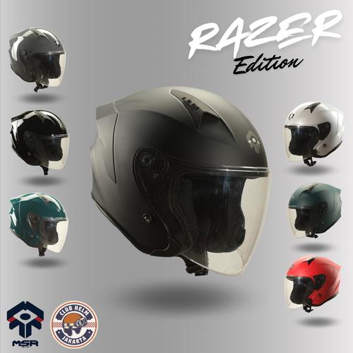 Promo Helm Dewasa Half Face Spoiler Razer - Metal Black - Grey Glossy ...