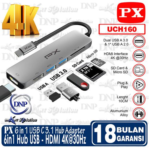 Promo PX UCH160 USB Hub 6 in 1 Converter Type C 3.1 Macbook Laptop HDMI ...