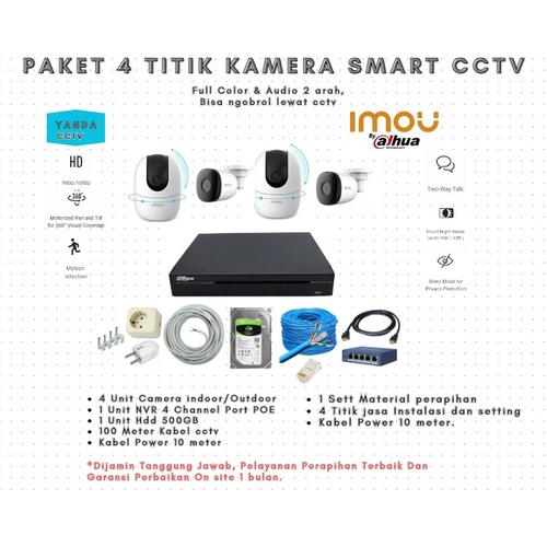 Jual PAKET CCTV Smart IP camera 4 Chanel IMOU dan NVR DAHUA, Indoor dan Outdor IP Camera 2MP ...